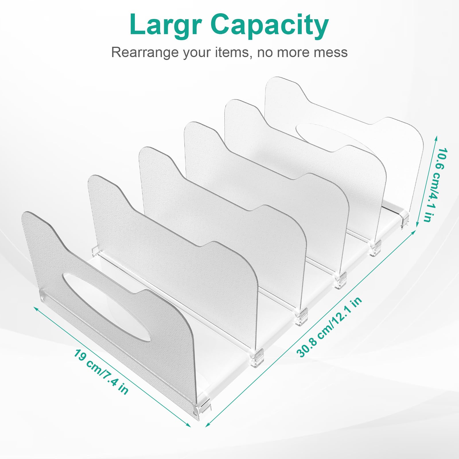 VANSHINIEER Freezer Organizer Bins, 12" Freezer Rack Fridge Organizer with Adjustable Dividers and Handles for Frozen Food Box and Meal Storage, BPA-Free Refrigerator Organization and Storage