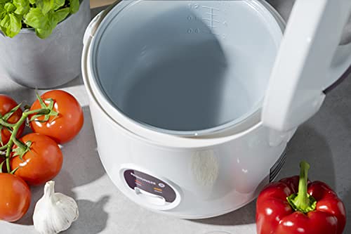 Reishunger Rice Cooker & Steamer with Keep-Warm Function - 5 Cups Uncooked Rice - Ceramic Coating incl. Steamer Insert - For 1-6 People