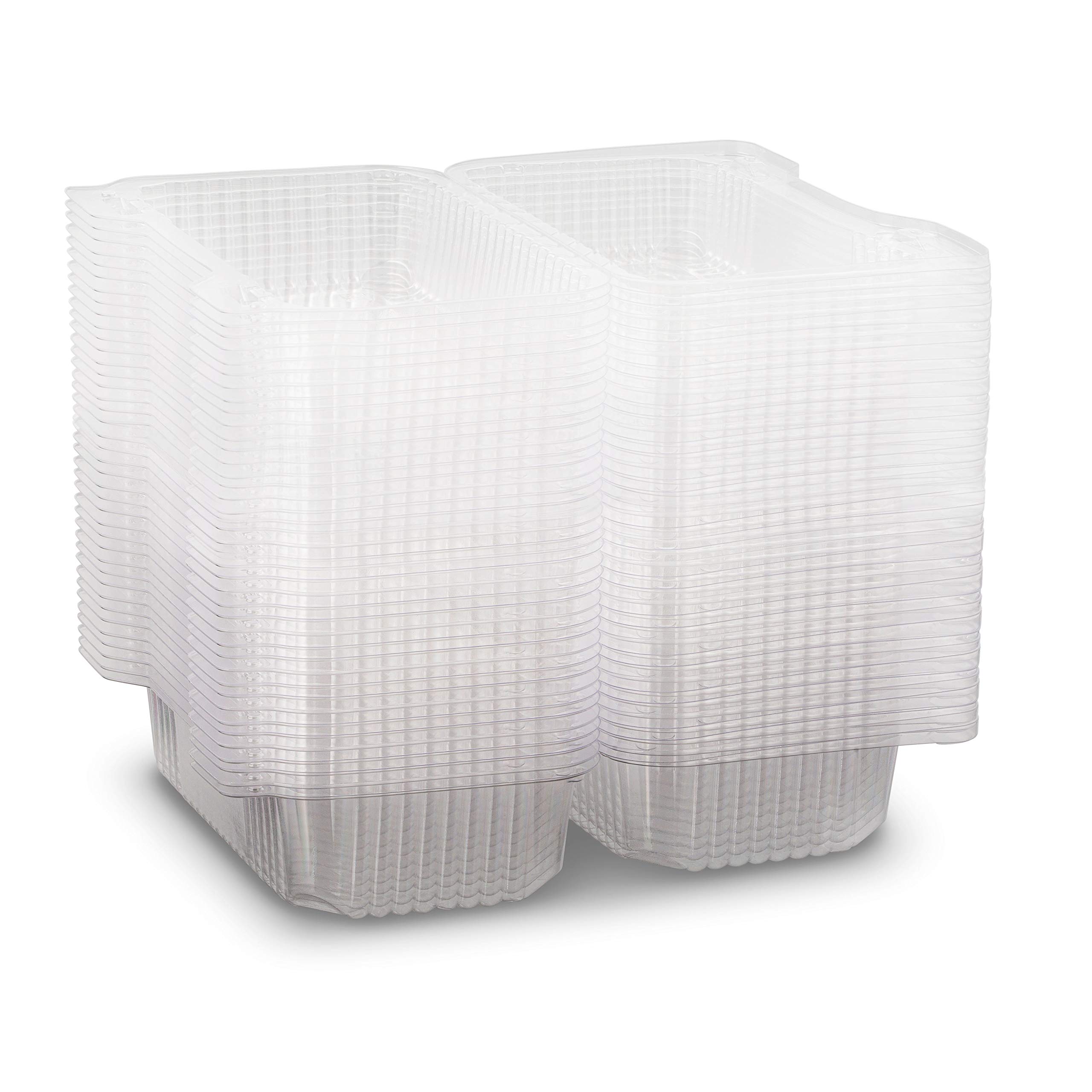 Disposable Sturdy Plastic Hinged Loaf Containers - Durable Small Hoagie Container (Pack of 40) by MT Products - Made in The USA