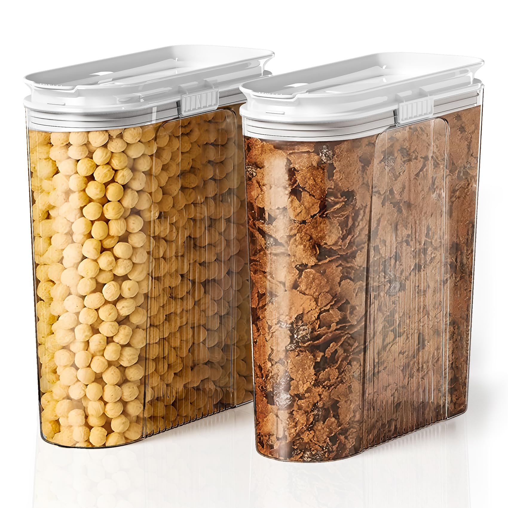 Ducoak Cereal Containers Storage Set Airtight Food Storage Containers with Lids Flip-Top 2PCK Plastic Cereal Storage Containers Cereal Organizer Dispenser for Pantry Kitchen(135.3oz/4L)