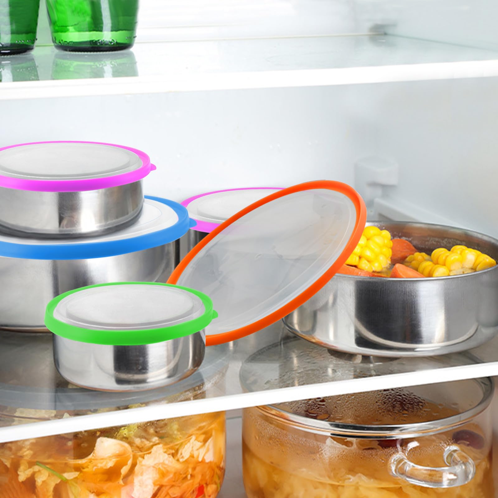 Betinyar 4pcs Stainless Steel Containers with Lids, Leak Proof Stainless Steel Food Storage, Prep Containers Metal Lunch Container for Office