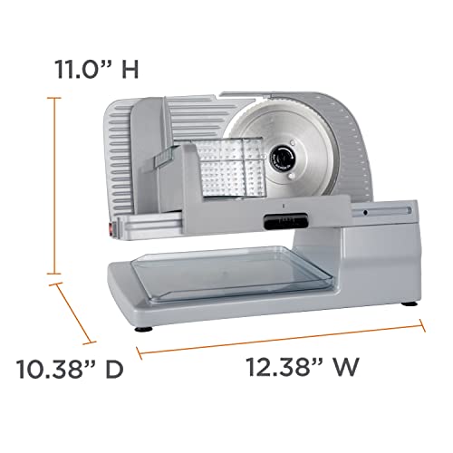 Chef'sChoice 615A Electric Meat Slicer Features Precision thickness Control & Tilted Food Carriage For Fast & Efficient Slicing with Removable Blade for Easy Clean, 7-Inch, Silver
