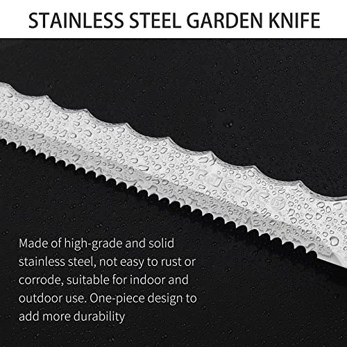 Baicarre Stainless Steel Garden Knife with 7.8" Blade and New Blue Handle, Double Side Utility Sod Cutter Lawn Repair Garden Knife with Nylon Sheath
