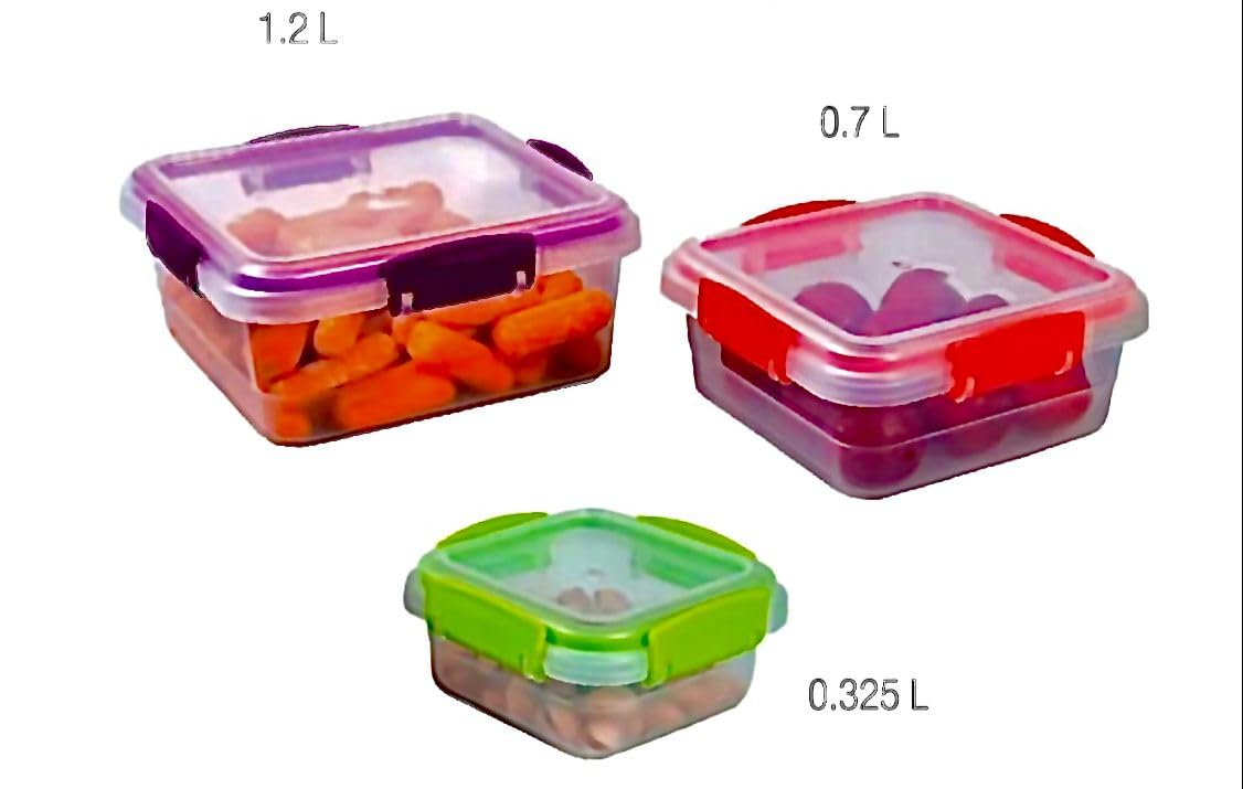Food Storage Containers with Lids - Kitchen Essentials for Every Home: Leak Proof/BPA-free -kitchen organizer - Durable Plastic Containers sets for Organized Storage-3 Pcs(0.325l - 0.7l- 1,2l)