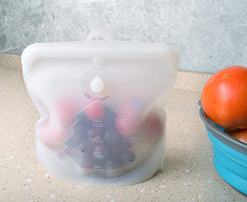 Reusable 100% Silicone Food Storage Bags, Freezer Storage Bags for Boil ,Heat and Microwave,3pack:50oz,33oz,17oz (transparent colour)