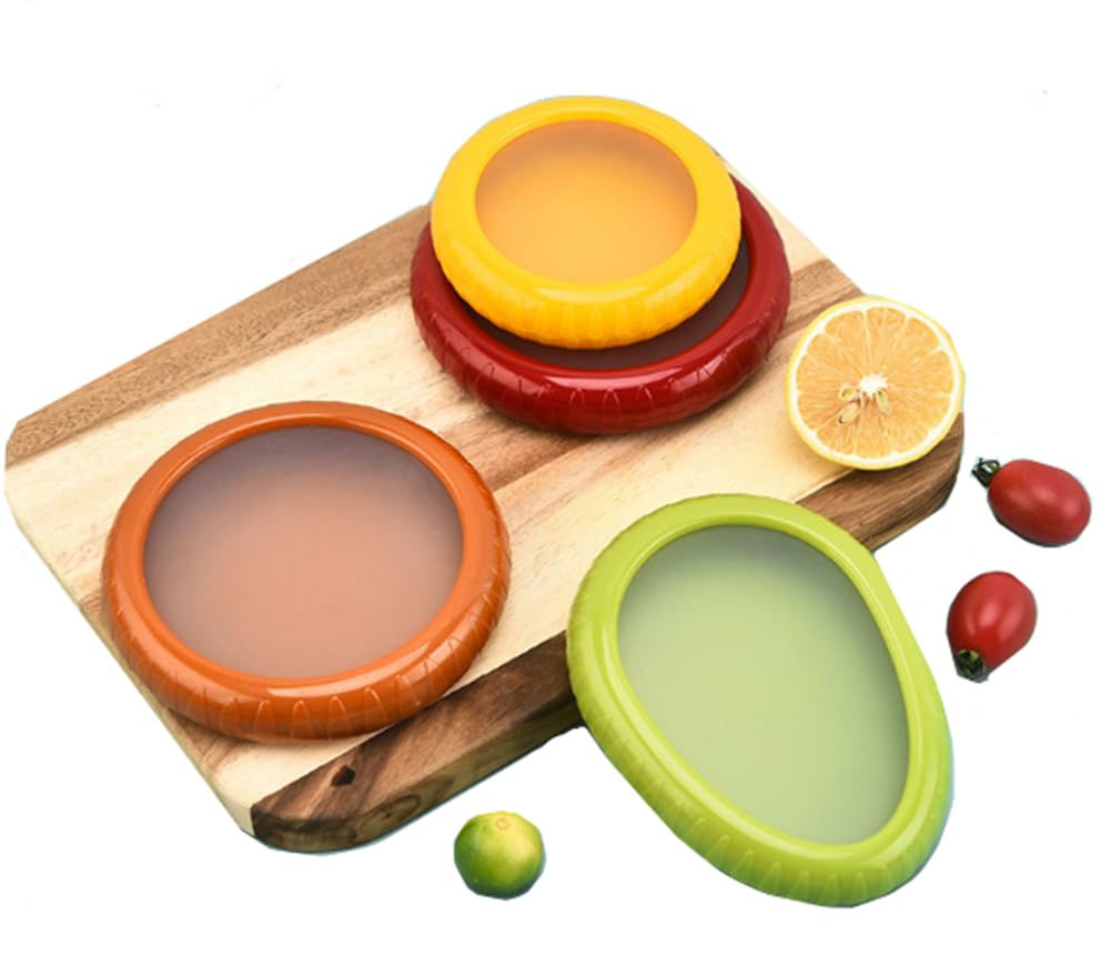 OYSRONG Silicone Fruit and Vegetable Fresh Storage Containers, Set of 4, Multicolor Anti-Oxidation Storage Box