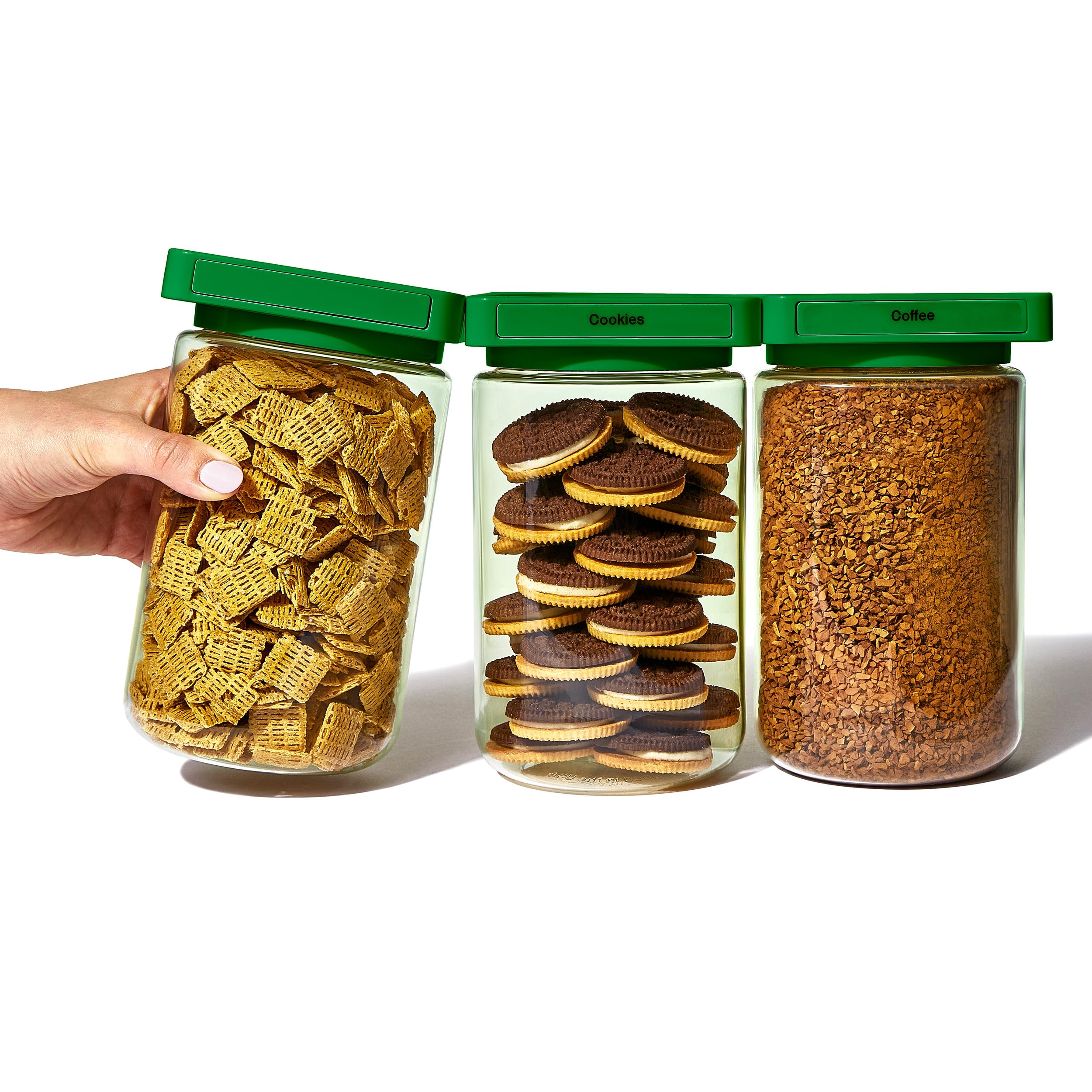 Cliik 3-Pack Magnetic Stackable Kitchen Containers, Jars for Organization and Storage, Kitchen Storage & Pantry Organizer with Lid, Shatterproof, Leakproof & Airtight