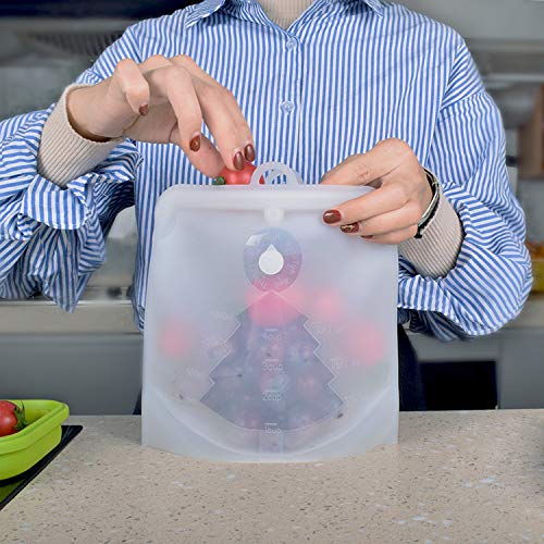 Reusable 100% Silicone Food Storage Bags, Freezer Storage Bags for Boil ,Heat and Microwave,3pack:50oz,33oz,17oz (transparent colour)