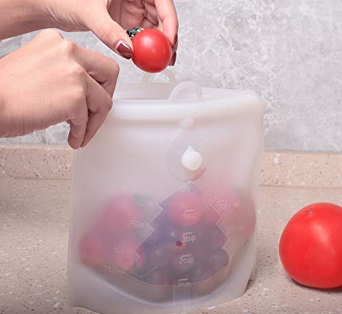 Reusable 100% Silicone Food Storage Bags, Freezer Storage Bags for Boil ,Heat and Microwave,3pack:50oz,33oz,17oz (transparent colour)