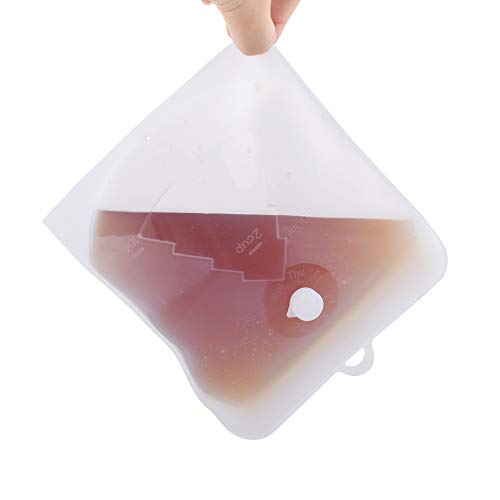 Reusable 100% Silicone Food Storage Bags, Freezer Storage Bags for Boil ,Heat and Microwave,3pack:50oz,33oz,17oz (transparent colour)