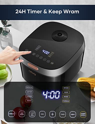 Offacy Rice Cooker, Smart Multi-Function Touch Panel, 8 Cups (Uncooked), 24-H Delay Timer, Auto Keep Warm, Nonstick Inner Pot, for Soft White Rice, Brown Rice, Sushi, Porridge
