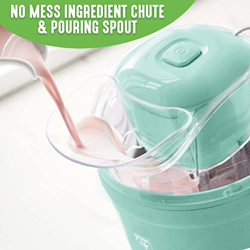 GreenLife 1.5QT Electric Ice Cream, Frozen Yogurt and Sorbet Maker with Mixing Paddle, Dishwasher Safe Parts, Easy one Switch, BPA-Free, Turquoise