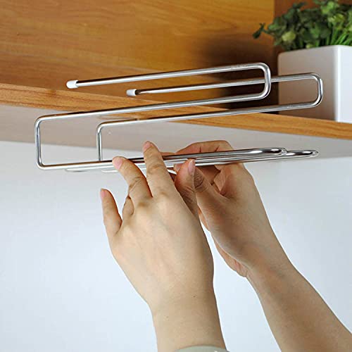 6 Glass - Wine Glass Rack Under Cabinet - Stemware Holder Under Shelf Metal Wine Glass Organizer Glasses Storage Hanger for Bar Kitchen