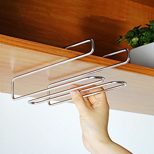 6 Glass - Wine Glass Rack Under Cabinet - Stemware Holder Under Shelf Metal Wine Glass Organizer Glasses Storage Hanger for Bar Kitchen
