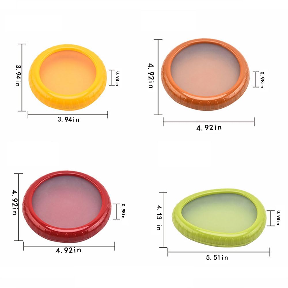 4PCs Silicone film cover+ABS Fruit and Vegetable Storage Containers Set for Fridge, Onion Storage Container, Avocado keeper,Tomato Saver,and Lemon holder reusable food savers