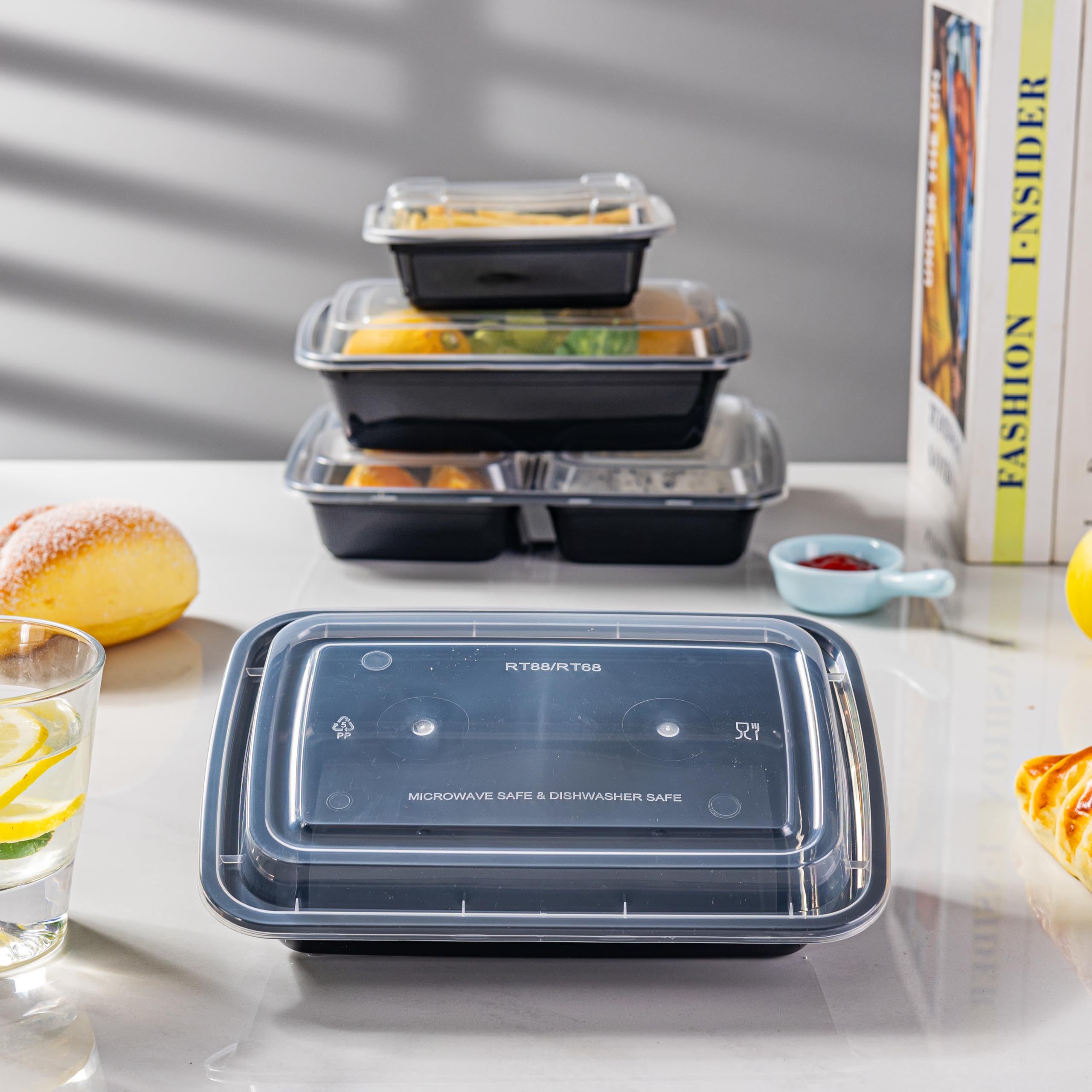 Microwave Safe Meal Prep Containers with Lids 28 oz - 50 Pack Plastic Food Storage Bowls for Lunch, Takeout, and Restaurant-Style Dining - Perfect for To-Go Meals, Salads, and Healthy Eating at Home
