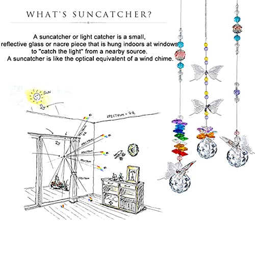 H&D HYALINE & DORA Crystal Suncatcher Window Hanging Ornament Crystals Ball Prism Rainbow Maker Butterfly Decor Pendant Set for Home Garden