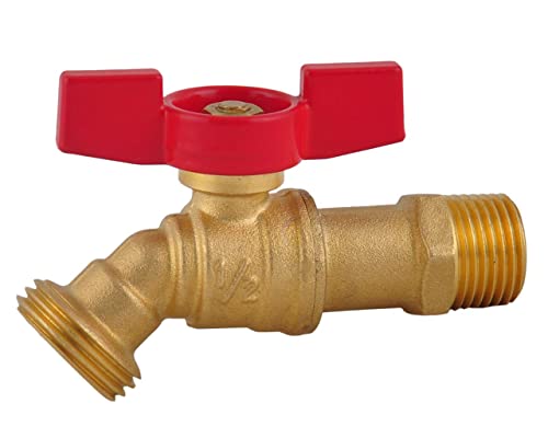 Male Hose Bibb 1/2" MIP X 3/4" MHT with 1/4 Turn Shut Off with T-Handle (2-Pack)