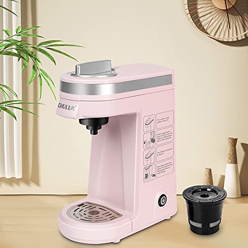 CHULUX Single Serve Coffee Maker,One Button Operation with Auto Shut-Off for Coffee and Tea with 5 to 12 Ounce,Pink
