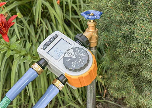 Solterra 28153 Single-Dial Two-Outlet Hose Timer, Gray