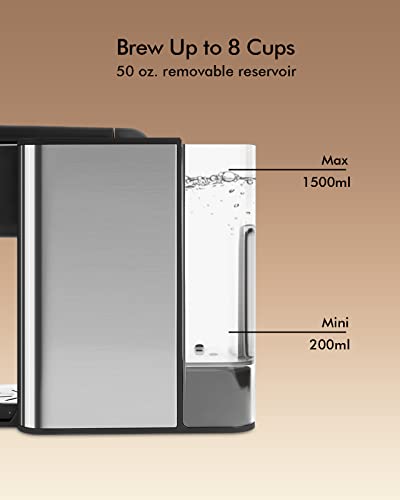 SIFENE Single Serve Coffee Machine, 3 in 1 Pod Coffee Maker For Single Serve Capsule pod, Ground Coffee Brewer, Leaf Tea Maker, 6 to 10 Ounce Cup, Removable 50 Oz Water Reservoir