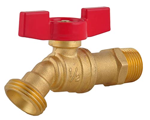 Male Hose Bibb 1/2" MIP X 3/4" MHT with 1/4 Turn Shut Off with T-Handle (2-Pack)