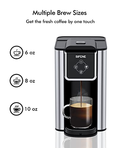 SIFENE Single Serve Coffee Machine, 3 in 1 Pod Coffee Maker For Single Serve Capsule pod, Ground Coffee Brewer, Leaf Tea Maker, 6 to 10 Ounce Cup, Removable 50 Oz Water Reservoir