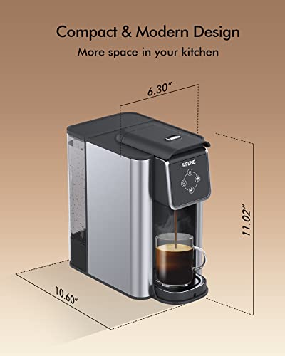 SIFENE Single Serve Coffee Machine, 3 in 1 Pod Coffee Maker For Single Serve Capsule pod, Ground Coffee Brewer, Leaf Tea Maker, 6 to 10 Ounce Cup, Removable 50 Oz Water Reservoir
