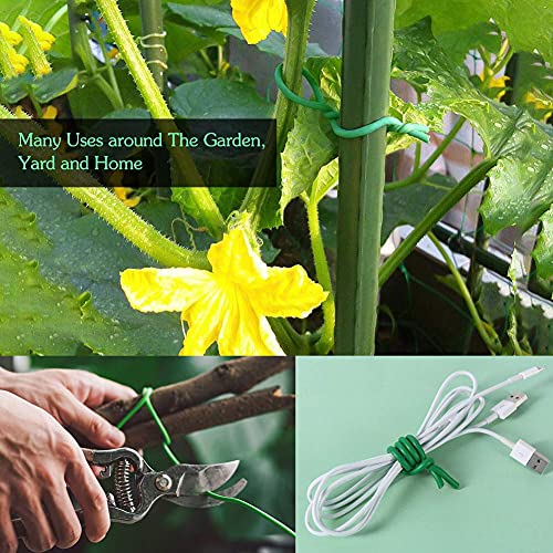 Shintop Reusable 5mm Garden Plant Twist Tie, 2PCS Heavy Duty Soft Wire Tie for Tomato Plants, Climbing Roses and Vines Organizing (Green, 32.8 Feet)