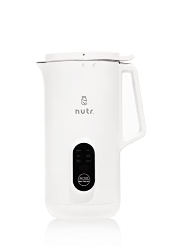 NUTR Machine Automatic Nut Milk Maker, Homemade Almond, Oat, Coconut, Soy, or Plant Based Milks and Non Dairy Beverages, Boil and Blend Single Servings, Stainless Steel, Self-Cleaning, White