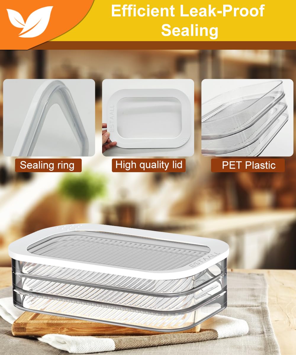 Deli Meat Container for Fridge,Bacon Lunch Meat Container for Refrigerator Stackable 3 Layers Food Storage Boxes with Lid for ColdCuts, Salami, Deli, Meal Prep Containers，BPA Free，18.60z，3Pack