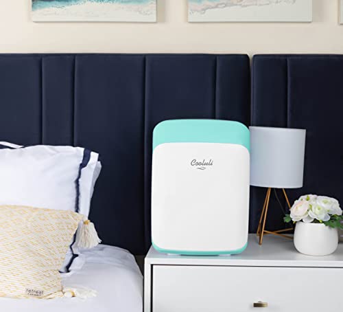 Cooluli 15L Mini Fridge for Bedroom - Car, Office Desk & College Dorm Room - 12V Portable Cooler & Warmer for Food, Drinks, Skincare, Beauty, Makeup & Cosmetics - AC/DC Small Refrigerator (Turquoise)