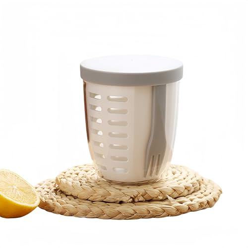 Koweea Fruit Containers for Fridge 20 oz Fruit Salad Storage Cup With lids and Fork Container with Strainer, Leakproof & Portable, Keep Fruit Fresh