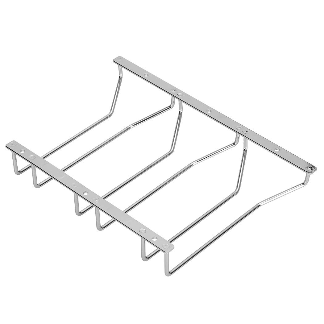 Dianoo Wine Glass Stemware Rack Holder Wine Glass Rack Under Cabinet With Screws Chrome Finish 22CM 3 Rows
