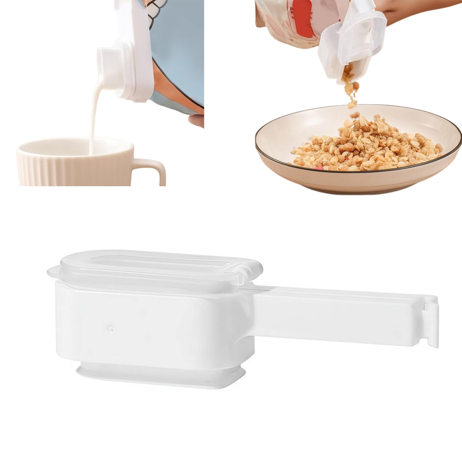 PLGEBR Food Bag Sealing Clip with Pour Spout,Food Storage Sealing Clips with Pour Spouts,Food Bag Spout Clip,Kitchen Food Bag Clips,Plastic Cap Food Clips,Suitable for Small Particle Food,Liquid