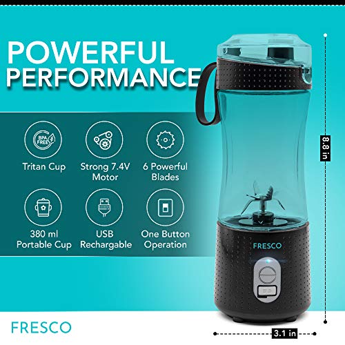Portable Blender, Personal Size Blender for Shakes and Smoothies, Fruit Smoothie Blender, Milkshake – Juicer Mini Blender 4000 mAh USB Rechargeable with 6 Blades, Handheld use in Sports, Travel, Gym