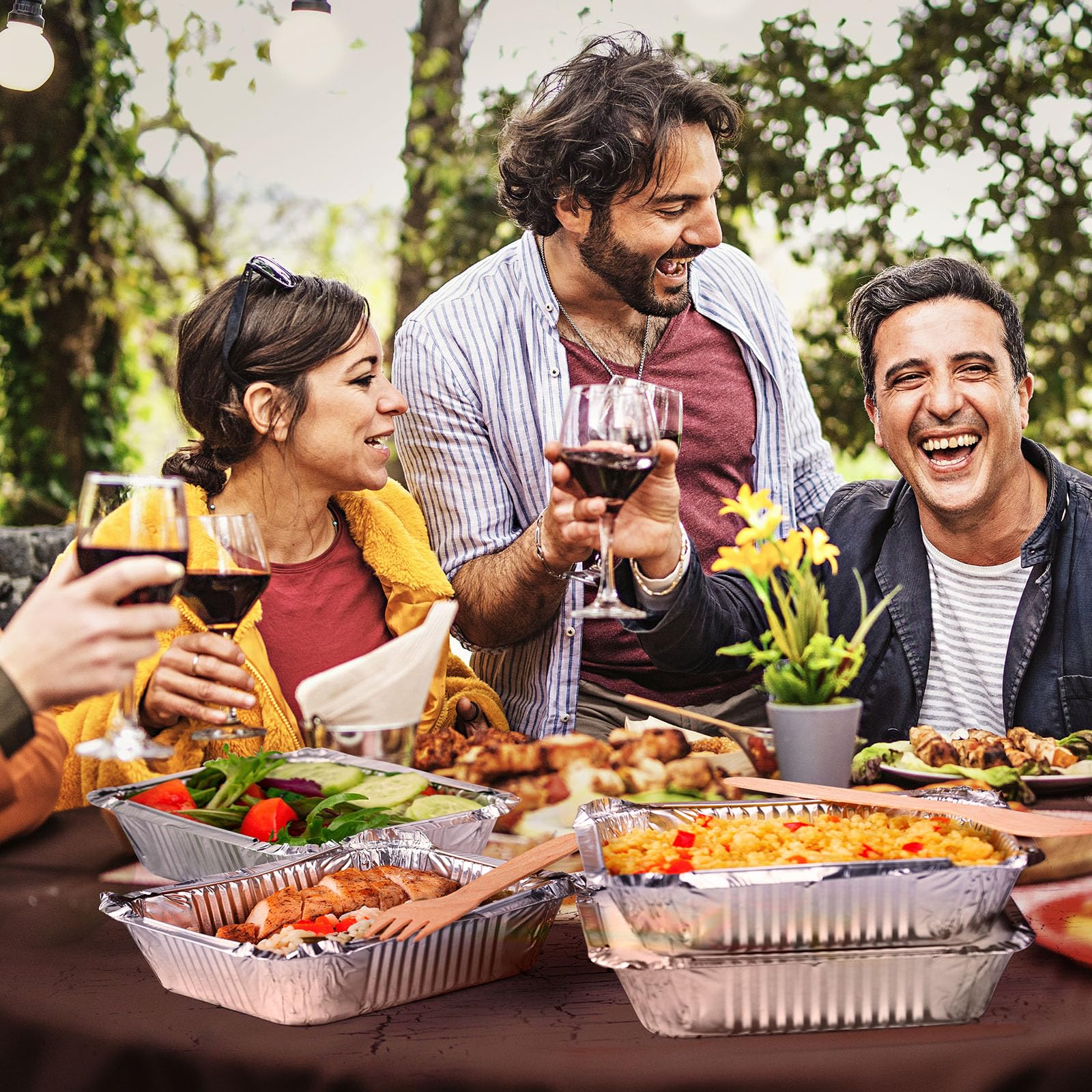 Thanksgiving Leftover Containers with Lids - 42 PCS Thanksgiving Foil Take Home Containers Party Supplies, Disposable To Go Food Containers for Treat Exchange & Party Leftovers, 8.2”x5.5”x1.97"
