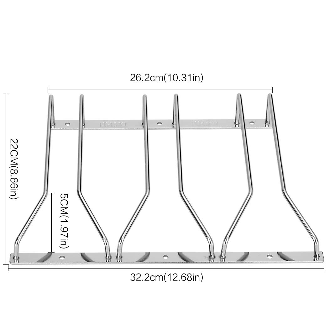 Dianoo Wine Glass Stemware Rack Holder Wine Glass Rack Under Cabinet With Screws Chrome Finish 22CM 3 Rows