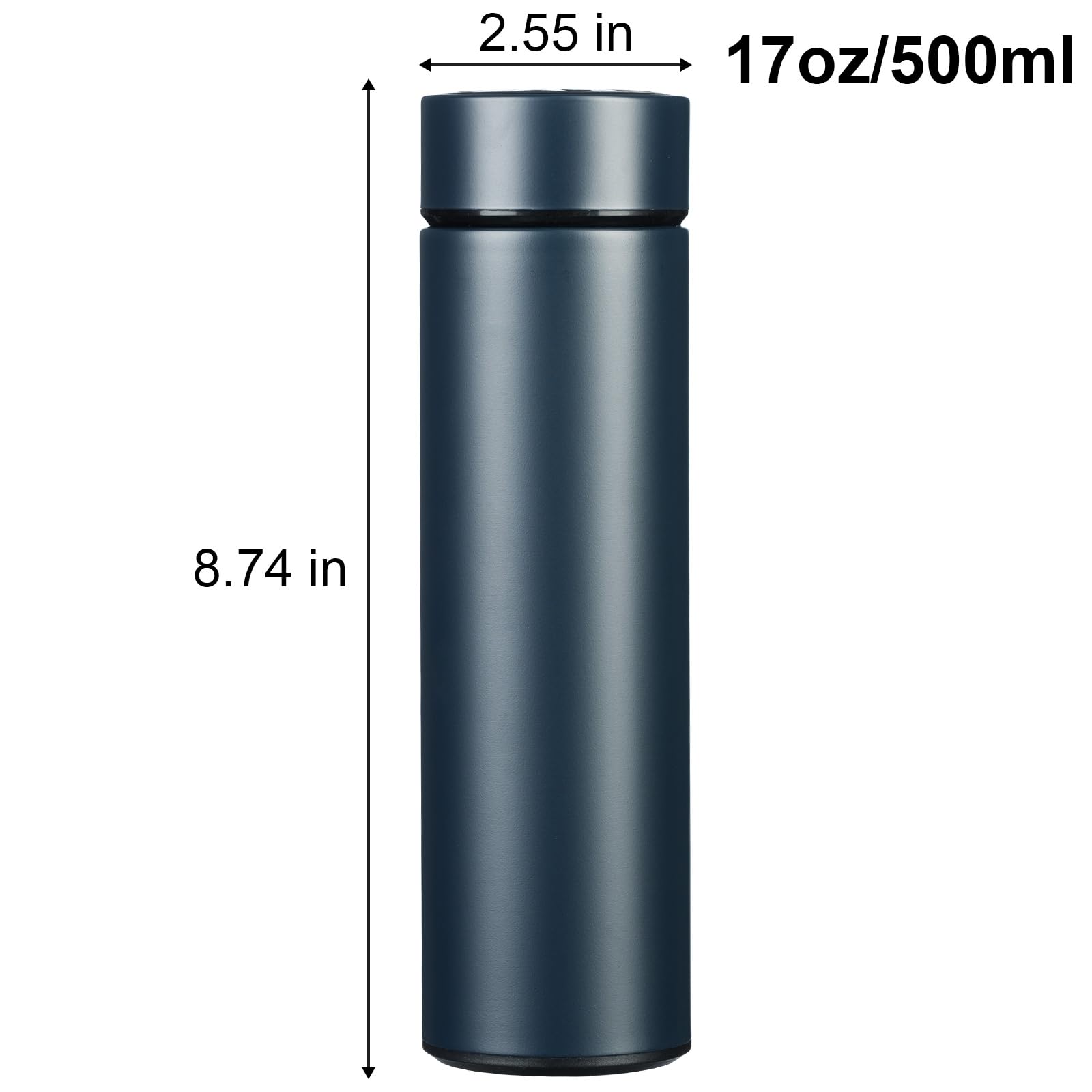 Lizhluzh 17oz Stainless Steel Water Bottles, Slim Water Bottle, Thermo Water Bottle, Insulated Water Bottle Keep Hot for 12 Hrs, Cold for 24 Hrs for Coffee, Drinks