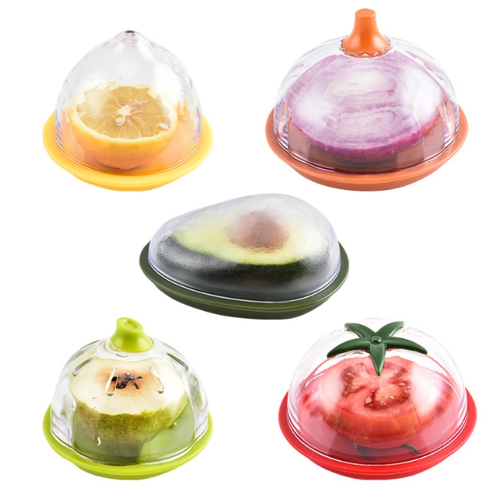 OYSRONG Set of 5, Creative New Fruit Fresh-keeping Box Food Grade Household Small Mini Plastic Vegetable Transparent Sealed Storage Box.