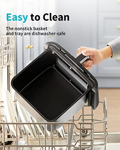 ecozy Air Fryer 6 Quart with See-Through Window Smart WiFi (100 Recipes), 11 Presets+ One-Touch Recipe Function, Dishwasher Safe, Black