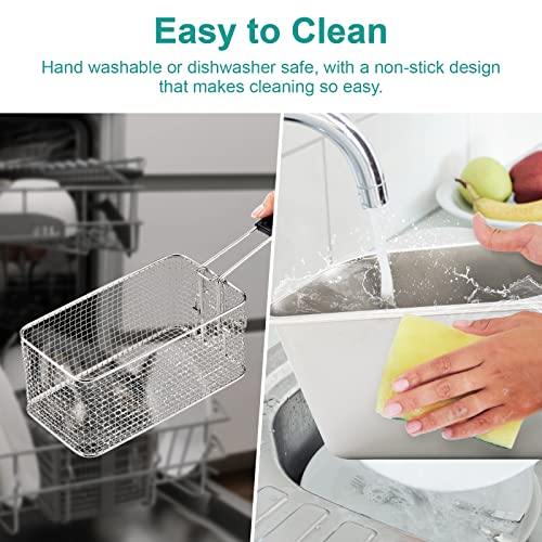 SUEWRITE Deep Fryer with Basket, 4.2 Qt Stainless Steel Electric Deep Fryer 1650W Oil Fryer Pot with Temperature Control Cool Touch Sides Silver