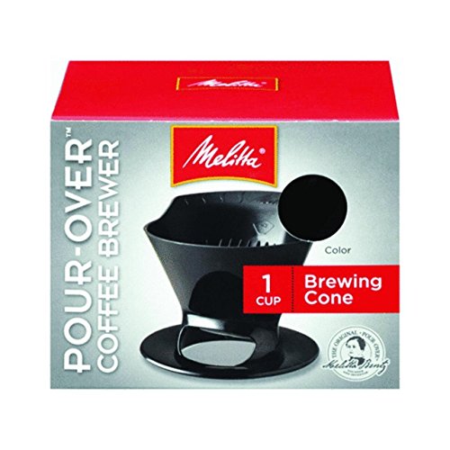 Melitta Pour Over Coffee Cone Brewer & #2 Filter Natural Brown Combo Set, Black