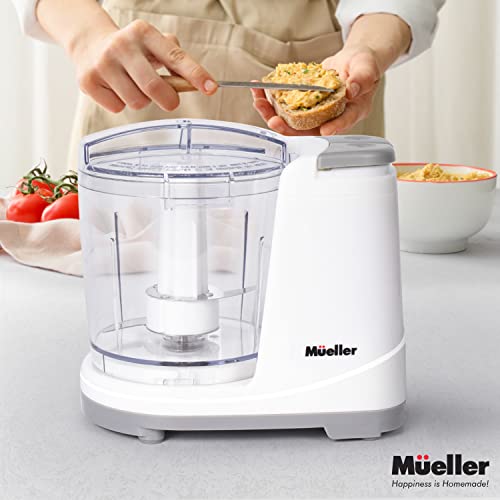 Mueller Electric Food Chopper, Mini Food Processor, 3-cup Mini Chopper, Meat Grinder, Mix, Chop, Mince and Blend Vegetables, Fruits, Nuts, Meats, Stainless Steel Blade, White