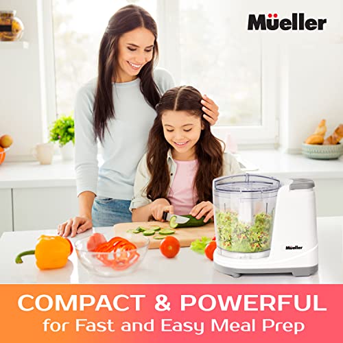 Mueller Electric Food Chopper, Mini Food Processor, 3-cup Mini Chopper, Meat Grinder, Mix, Chop, Mince and Blend Vegetables, Fruits, Nuts, Meats, Stainless Steel Blade, White