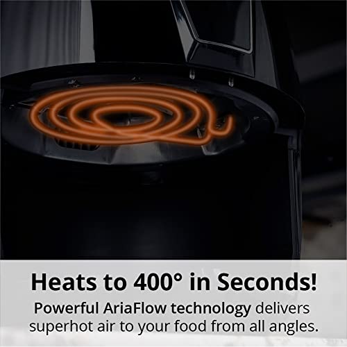 Aria Teflon-Free 5 Qt. Ceramic Air Fryer with Recipe Book, White