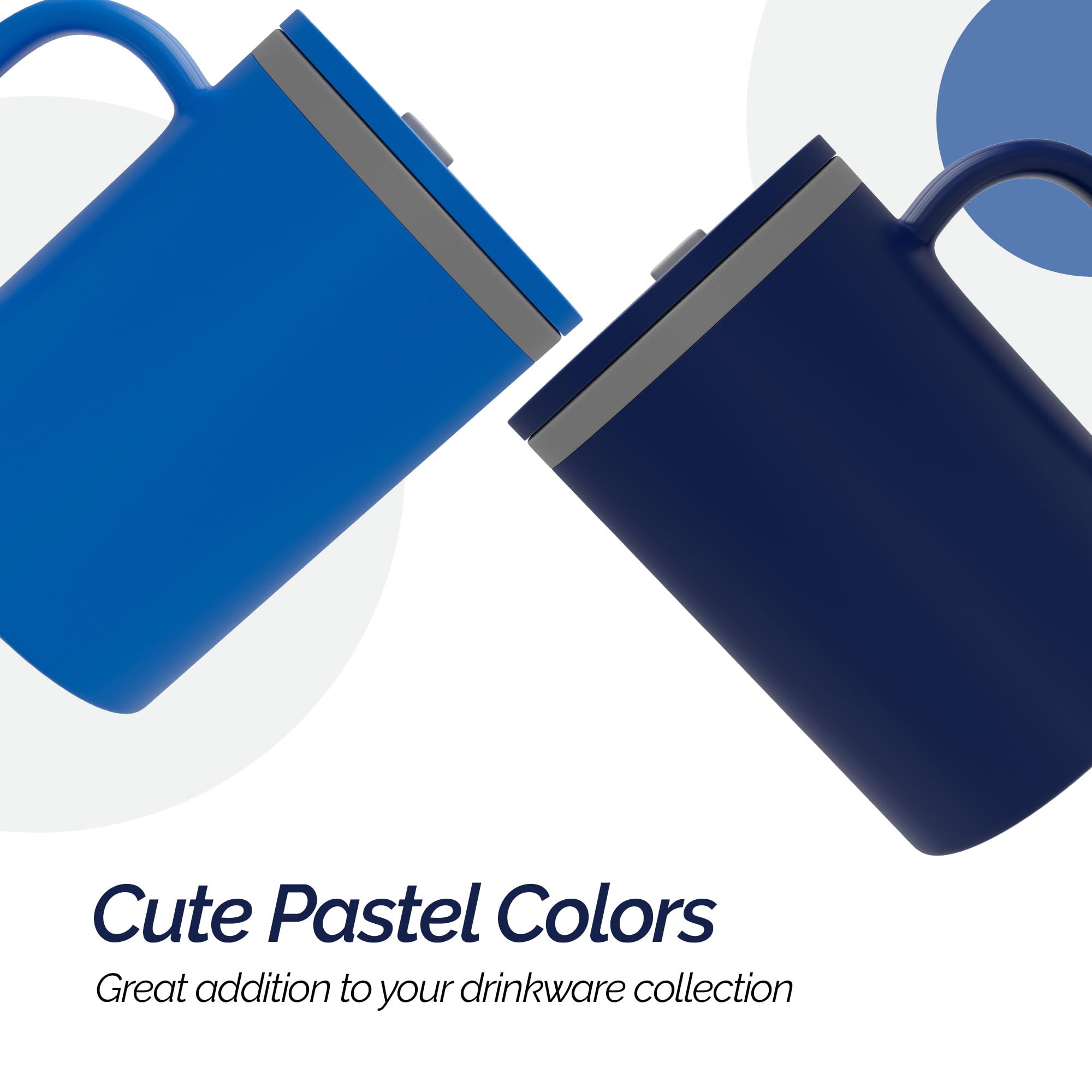 Copco Iconic 16oz Double Wall Insulated Desk Mug with Lid and Handle, Set of 2, BPA-Free Reusable Plastic, Spill-Proof, Microwave & Dishwasher Safe, Wide Mouth, Cup Holder Friendly (Navy/Blue)