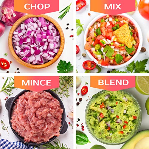 Mueller Electric Food Chopper, Mini Food Processor, 3-cup Mini Chopper, Meat Grinder, Mix, Chop, Mince and Blend Vegetables, Fruits, Nuts, Meats, Stainless Steel Blade, White
