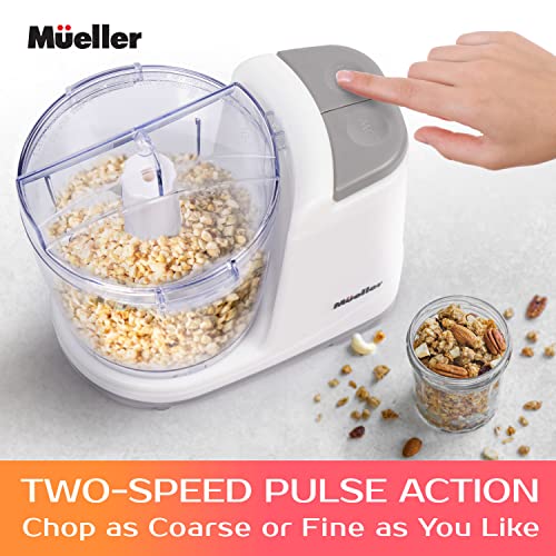 Mueller Electric Food Chopper, Mini Food Processor, 3-cup Mini Chopper, Meat Grinder, Mix, Chop, Mince and Blend Vegetables, Fruits, Nuts, Meats, Stainless Steel Blade, White