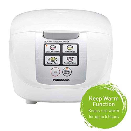 Panasonic 5 Cup (Uncooked) Rice Cooker with Fuzzy Logic and One-Touch Cooking for Brown Rice, White Rice, and Porridge or Soup β 1.0 Liter β SR-DF101 (White)